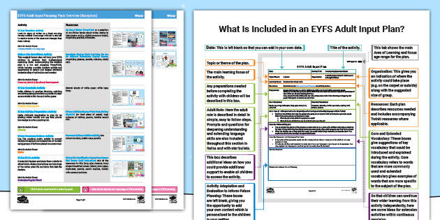 FREE! - EYFS Winter Adult Input Planning Pack Overview (Reception)
