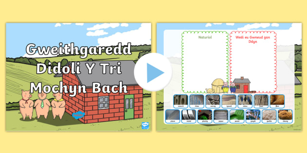 Pŵerbwynt Gweithgaredd Didoli Rhyngweithiol Y Tri Mochyn Bach