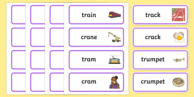 ‘tr’ and ‘kr’ Cluster Contrast Word Cards