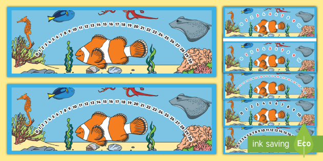 Under the Sea Curved Number Lines Pack up to 30 Number Line