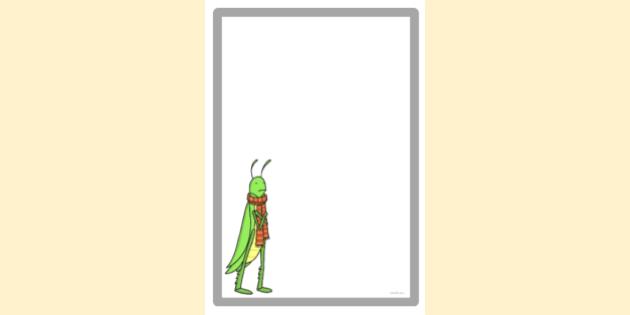 FREE! - Grasshopper with Scarf Border | Page Borders | Twinkl