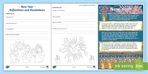 New Year Reflection Exercise Activity | Twinkl