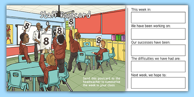 Staff Wellbeing Weekly Reflection Postcard (teacher made)