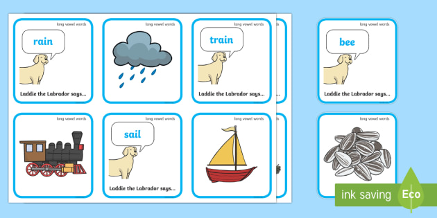 Laddy The Labrador Long Vowel Matching Cards - ESL Vowel Resources