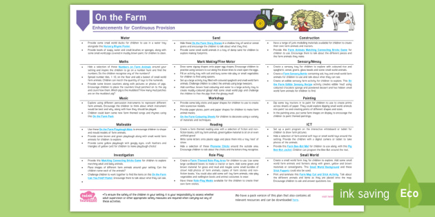 EYFS Farm-Themed Continuous Provision Planning Ideas (Ages 2-4)