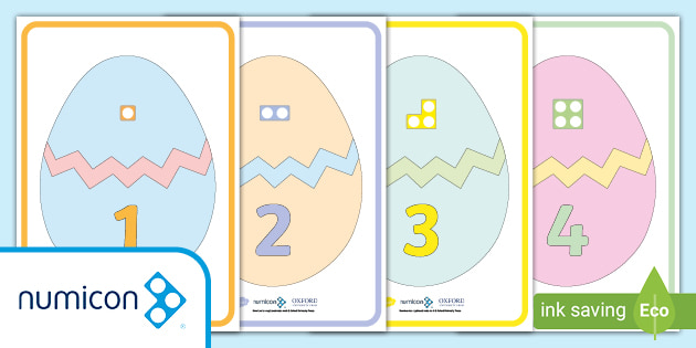 Easter Egg Numicon Shapes to 10 Display Posters
