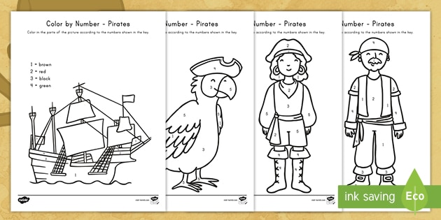Pirates Color by Number Activity (teacher made)
