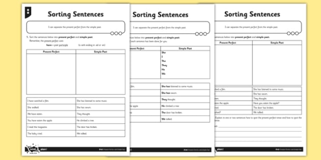Sorting Sentences Differentiated Worksheet / Worksheet Pack