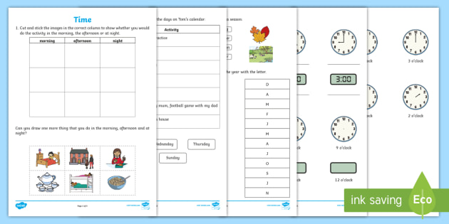 Early Level Numeracy and Mathematics Assessment - Time