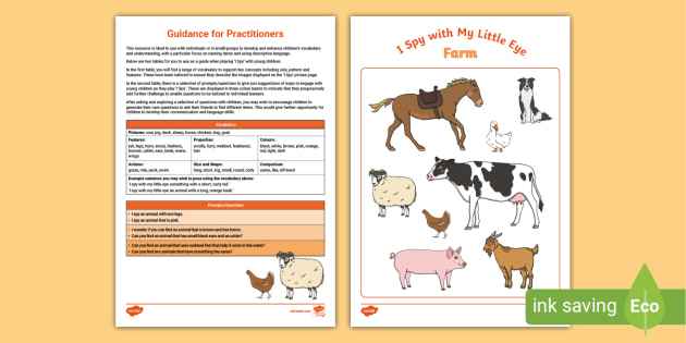 I Spy Farm Animals Communication and Language Activity