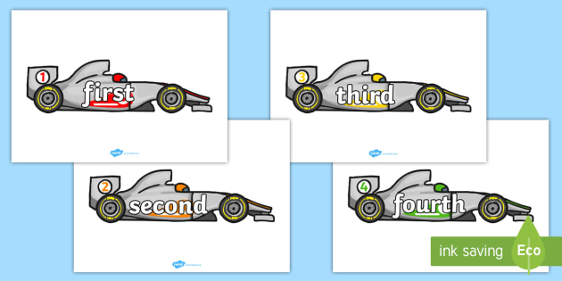 Ordinal Number Words on Race Cars (teacher made)
