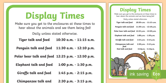 Zoo Times Dramatic Play Sign