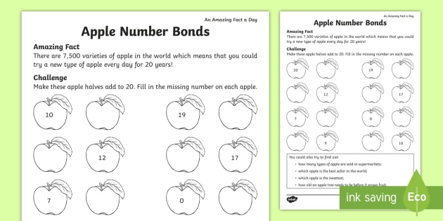 Apple Number Bonds Worksheet / Worksheet (teacher made)