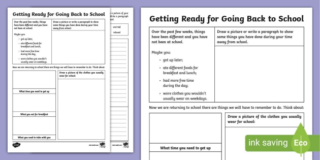 Getting Ready for Going Back to School Activity KS2