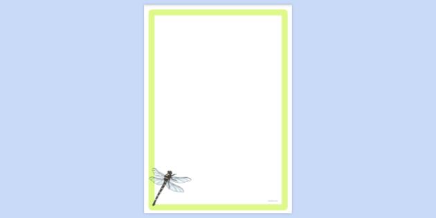Realistic Dragonfly Page Border