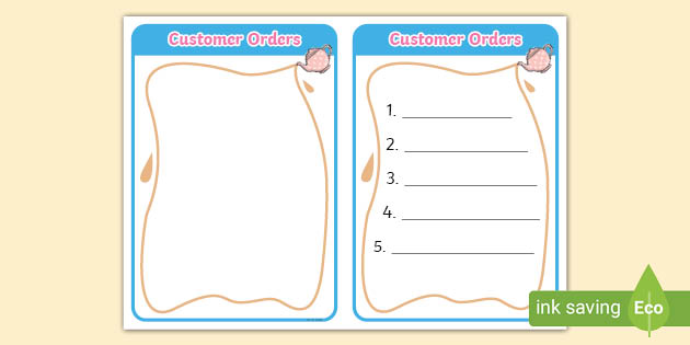 Afternoon Tea Role Play Order Form (teacher made)