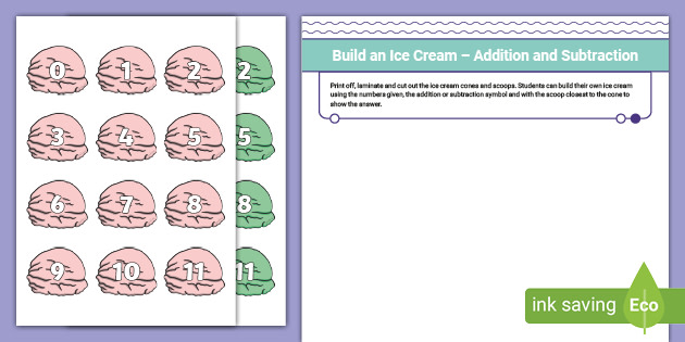 Build an Ice Cream - Addition and Subtraction (teacher made)