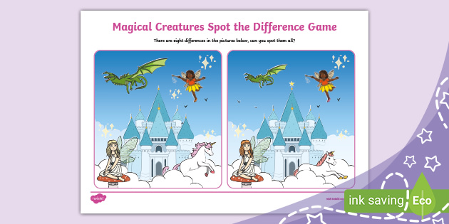 Magical Creatures Spot the Difference Game (teacher made)