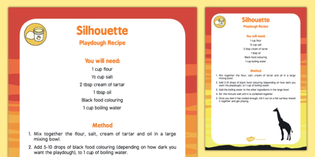 Silhouette Playdough Recipe (teacher made)
