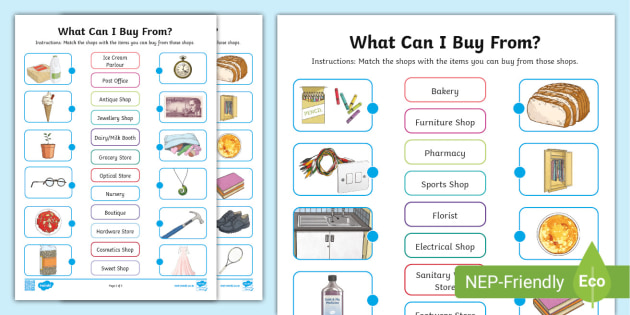 What Can I Buy From? - Matching Activity (teacher made)