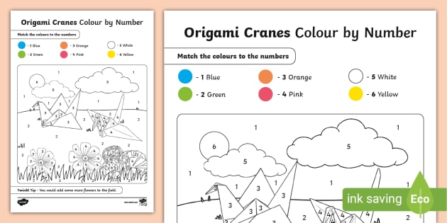 FREE! - Origami Cranes Colour by Number (teacher made)