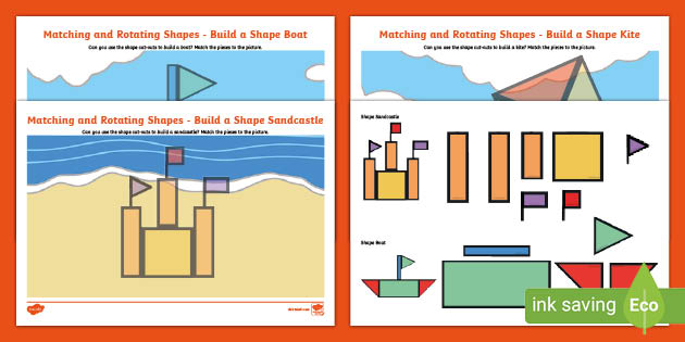 👉 Matching and Rotating Shapes Seaside Shape Pictures Activity