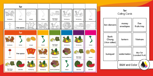 Tet Bingo | Vietnamese New Year | PreK to 2nd Grade | Twinkl