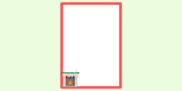 French Christmas Fireplace Page Border | Page Borders