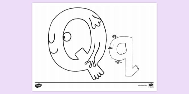 Colouring Page for the Letter Q | Colouring Sheets