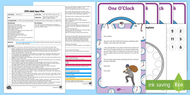 EYFS Time Thief Problem Solving Activity Adult Input Plan And Resource Pack eyfs-time-thief-problem-solving-activity-adult-input-plan-and-resource-pack