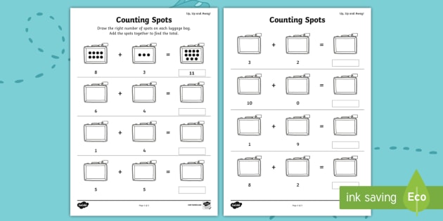Up, Up and Away! Counting Spots Worksheet / Worksheet
