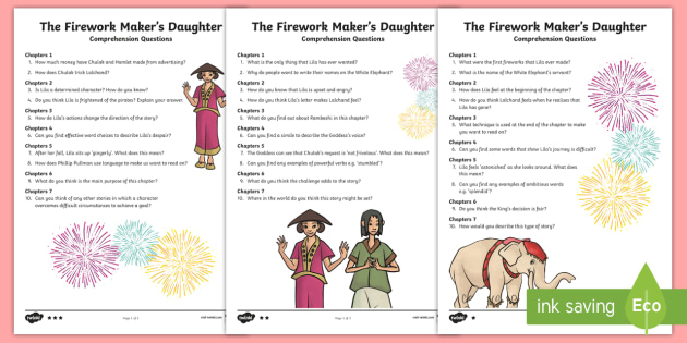 The Firework-Maker's Daughter Differentiated Comprehension Challenge Sheet