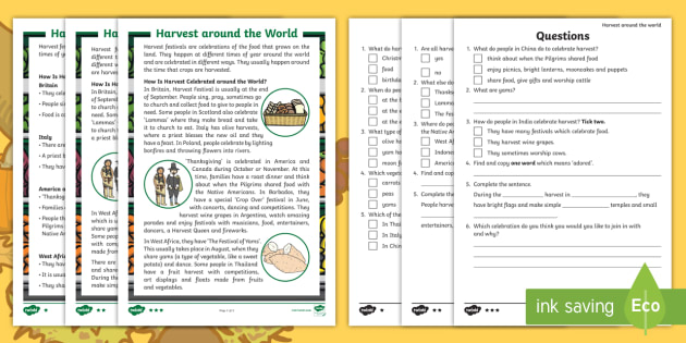 KS1 Harvest around the World Differentiated Reading Comprehension