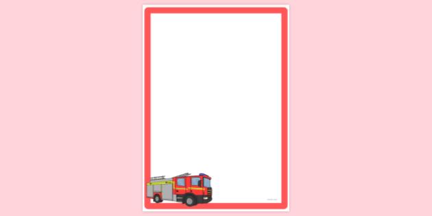 FREE! - Fire Truck Page Border | Page Borders | Twinkl