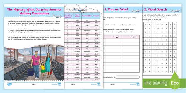 👉 Year 5 Maths Mystery Summer Holiday Destination Game