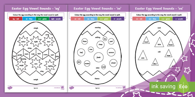 Easter Egg Spelling and Colour Worksheets (teacher made)