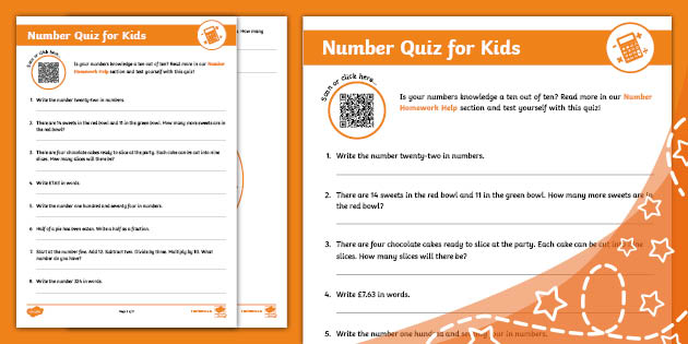 👉 Number Quiz for Kids (teacher made)