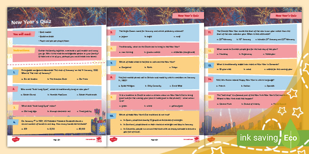 New Year Quiz (Teacher-Made)
