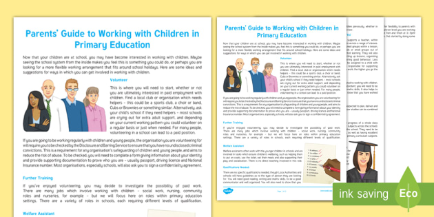 Guide to Working with Children Parent and Carer Information Sheet