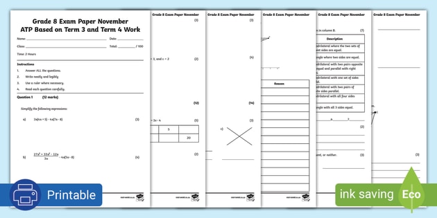 Grade 8 November Exam Practice Paper (teacher made)