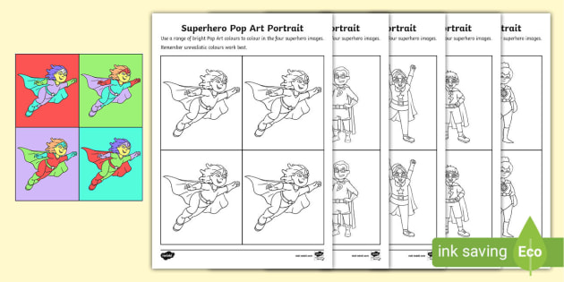 Superhero Pop Art Portrait Activity (Teacher-Made)