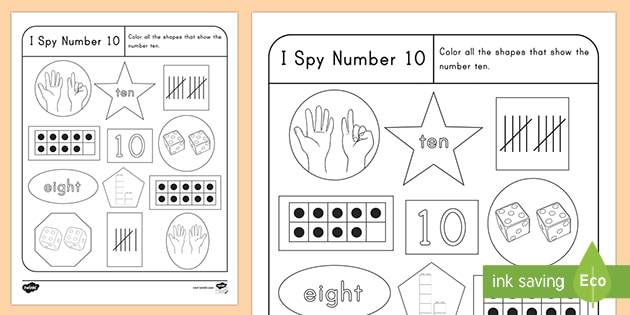 Number Sense I Spy Number 10 Activity