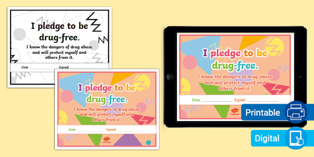 I Am Proud to Be Drug-free Certificate (teacher made)