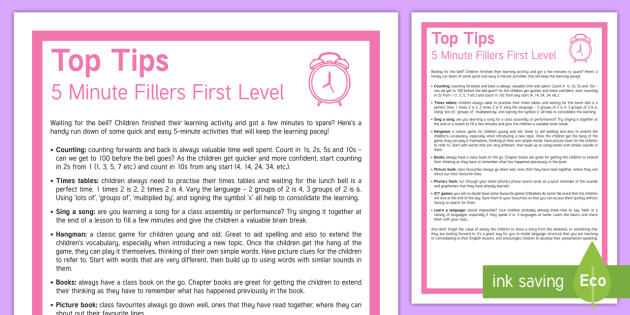Five Minute Fillers for Primary Probationers