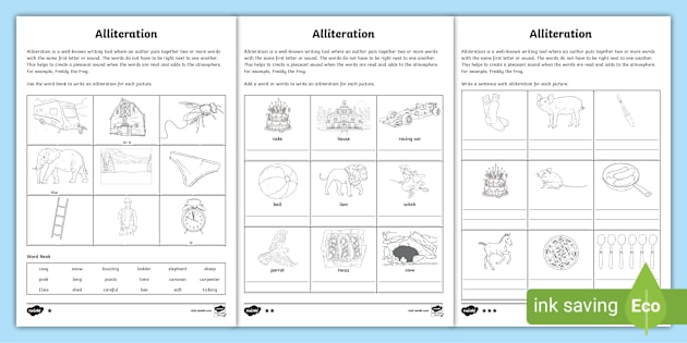 Alliteration Worksheets Ks2