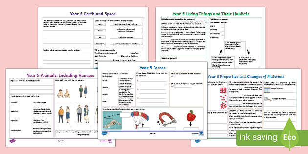 Year 5 Science Revision Activity Mat Pack (teacher made)