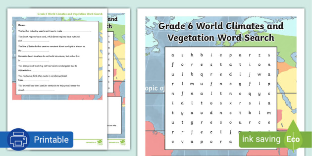 Climates Word Search | Grade 6 | South Africa