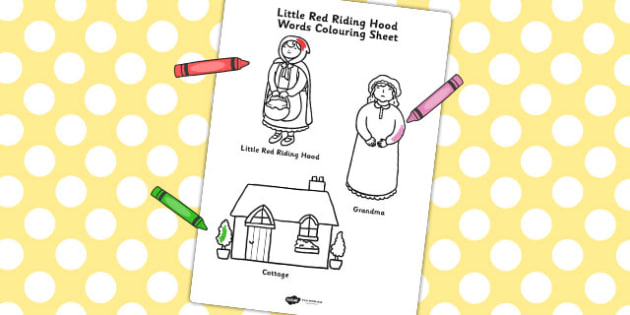 Little Red Riding Hood Words Colouring Sheet