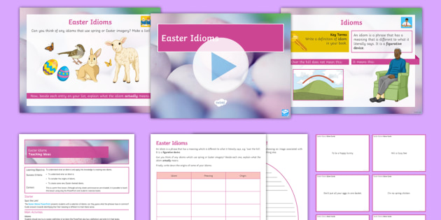 Easter Idioms Lesson Pack - spring, english language, language