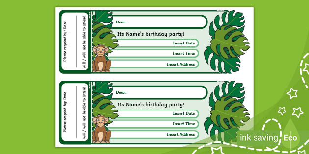 Jungle Party Invitations (teacher made)